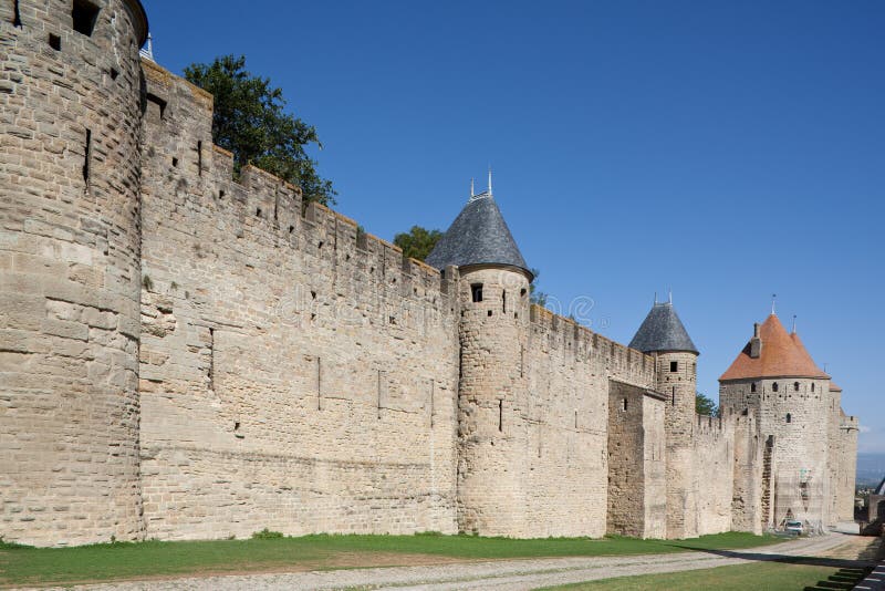 Medieval Rampart Of Carcassonne (France) Stock Image - Image of ...