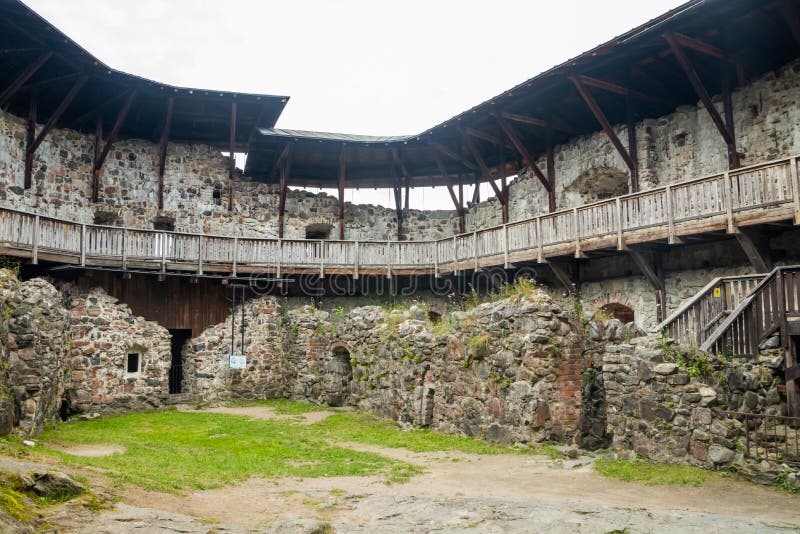 Medieval Raseborg Castle Courtyard on a Rock in Finland at Summer Stock ...
