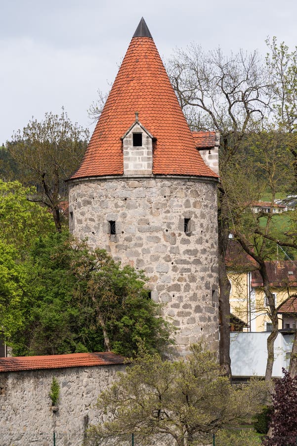 Medieval Round Tower - Freistadt, Austria Stock Photo - Image of ...