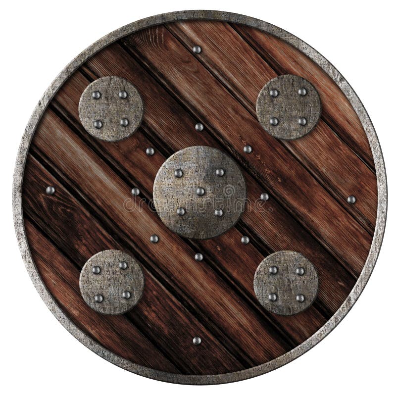 Medieval Round Wooden Shield of Viking Isolated Stock Image - Image of ...