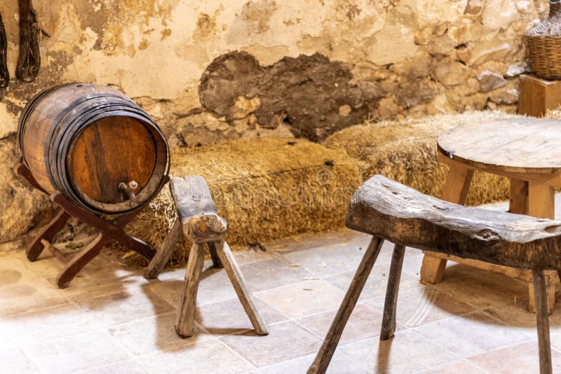 Medieval Scene. Medieval House with Decoration of that Time in Spain ...