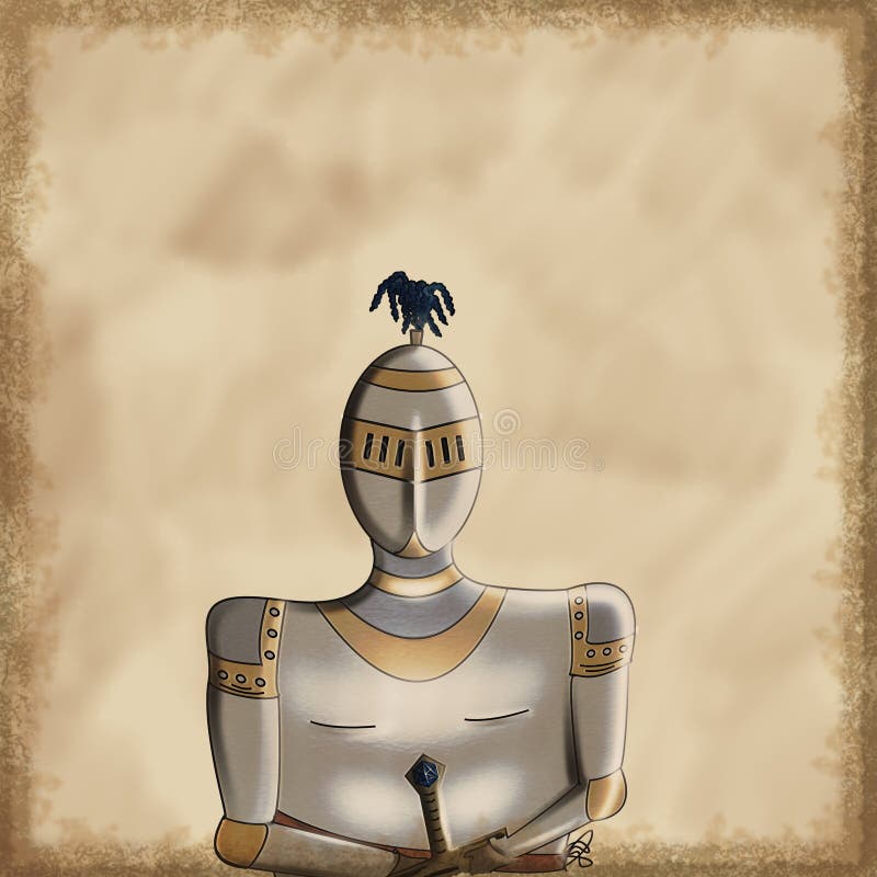 Medieval Sepia Knight on Parchment Stock Illustration - Illustration of ...