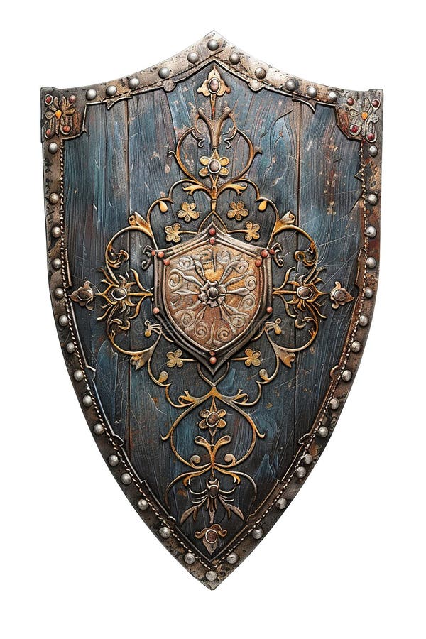 Medieval Shield of a High Ranked Knight Isolated on White Background ...