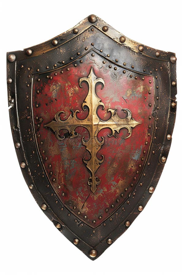 Medieval Shield of a High Ranked Knight Isolated on White Background ...