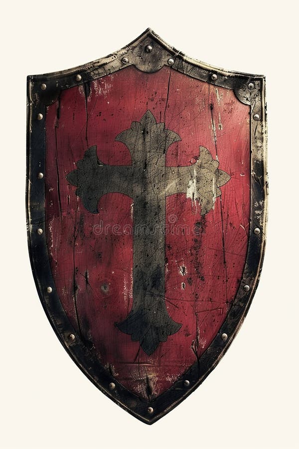 Medieval Shield of a High Ranked Knight Isolated on White Background ...