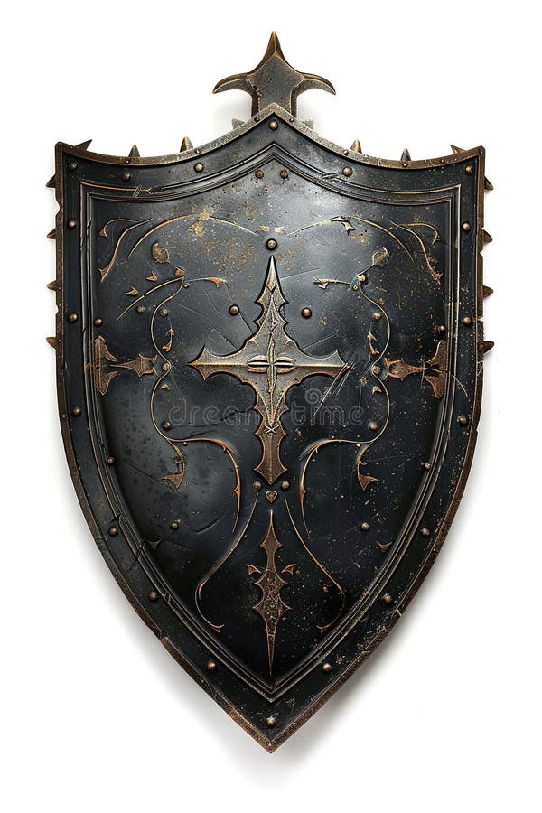 Medieval Shield of a High Ranked Knight Isolated on White Background ...