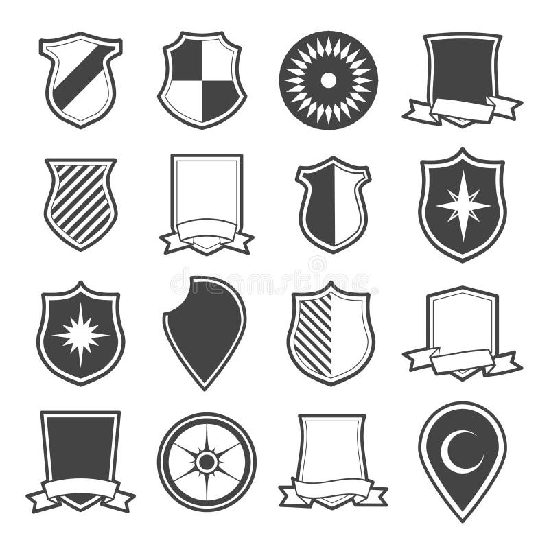 Medieval shield icon set stock vector. Illustration of graphic - 99426005