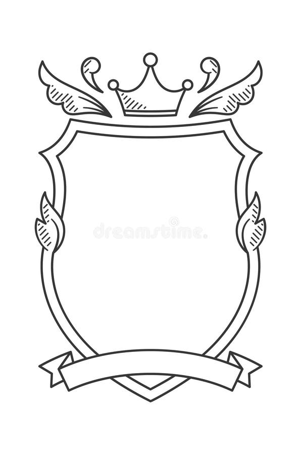 Medieval Shield Ornament Black-and-white Element Stock Vector ...