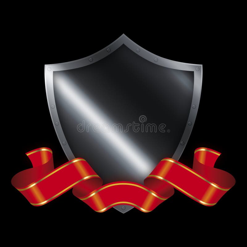 Medieval Shield and Red Ribbon. Stock Illustration - Illustration of ...