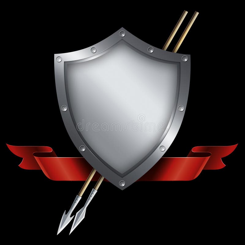 Medieval Shield with Golden Ribbon. Stock Illustration - Illustration ...