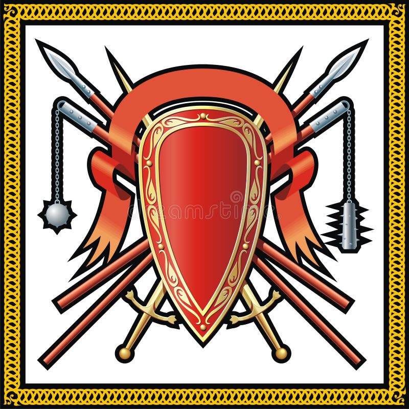 Medieval Shield, Spears, Ribbon and Swords Stock Vector - Illustration ...