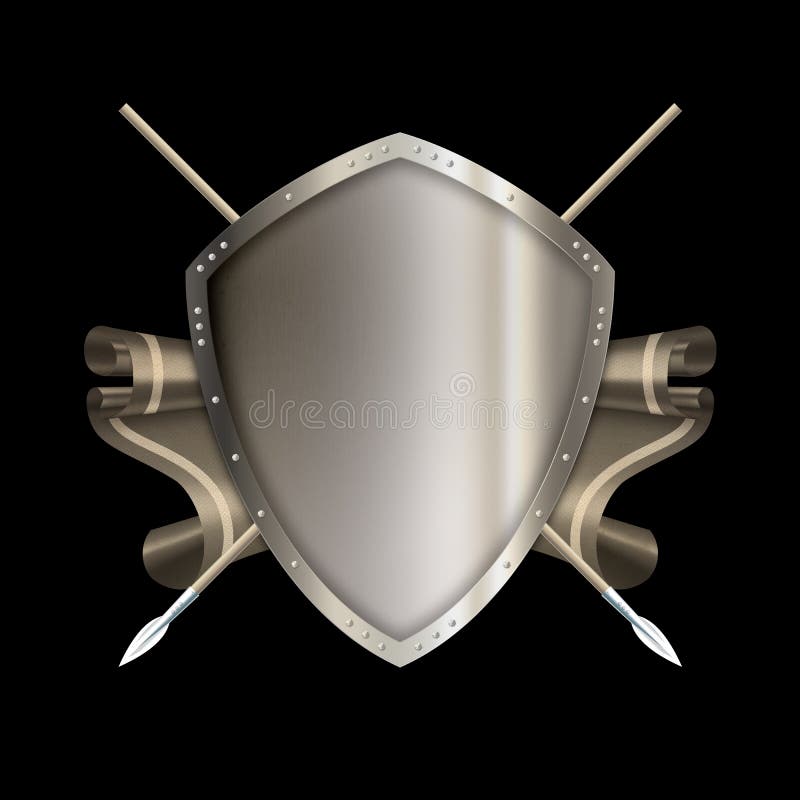 Medieval Shield with Spears and Scroll. Stock Illustration ...