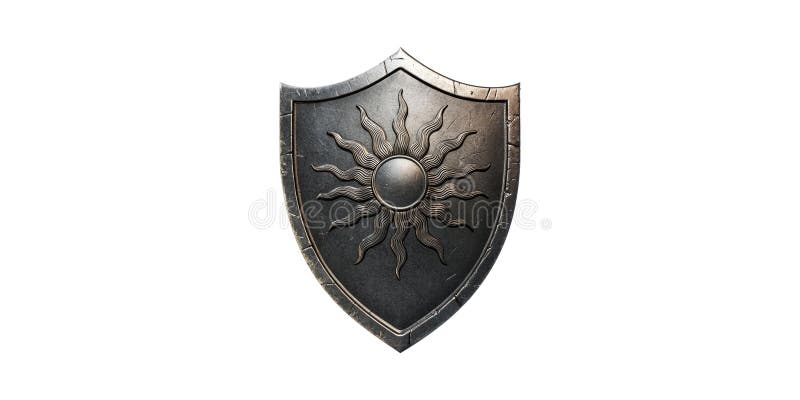 Medieval Shield with Sun Emblem. Symbol of Protection and Strength ...