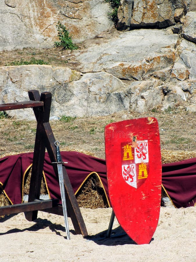 Medieval shield and sword stock image. Image of castilla - 343982897