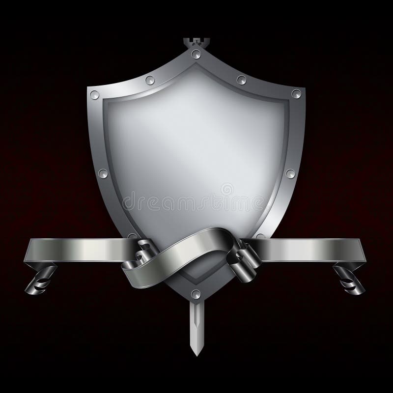 Shield with Sword and Oak Wreath,gold Ribbon. Stock Illustration ...