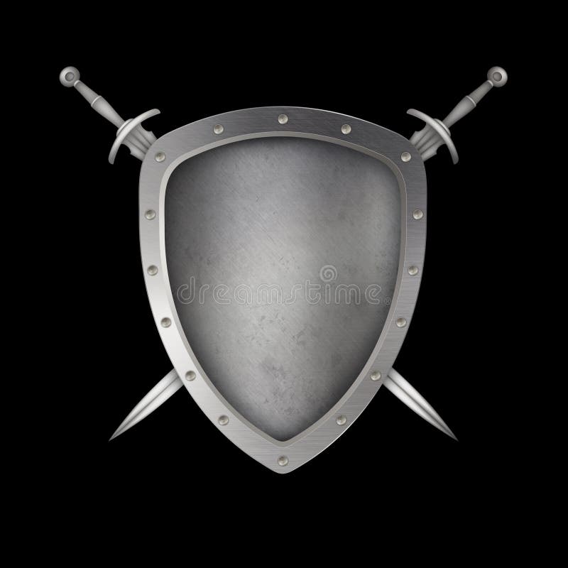 Black Shield with Gold Riveted Border. Stock Illustration ...