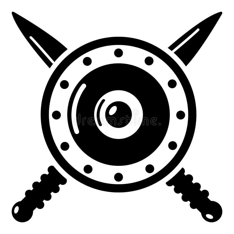 Medieval Shield and Swords Icon, Simple Style Stock Vector ...