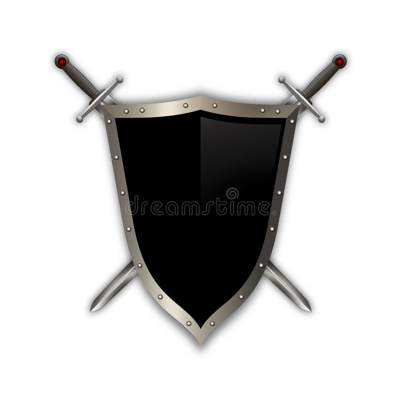 Knight Shield and Two Swords Over Armor Plates Stock Illustration ...