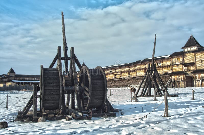 Medieval siege machines stock image. Image of fortress - 117307195