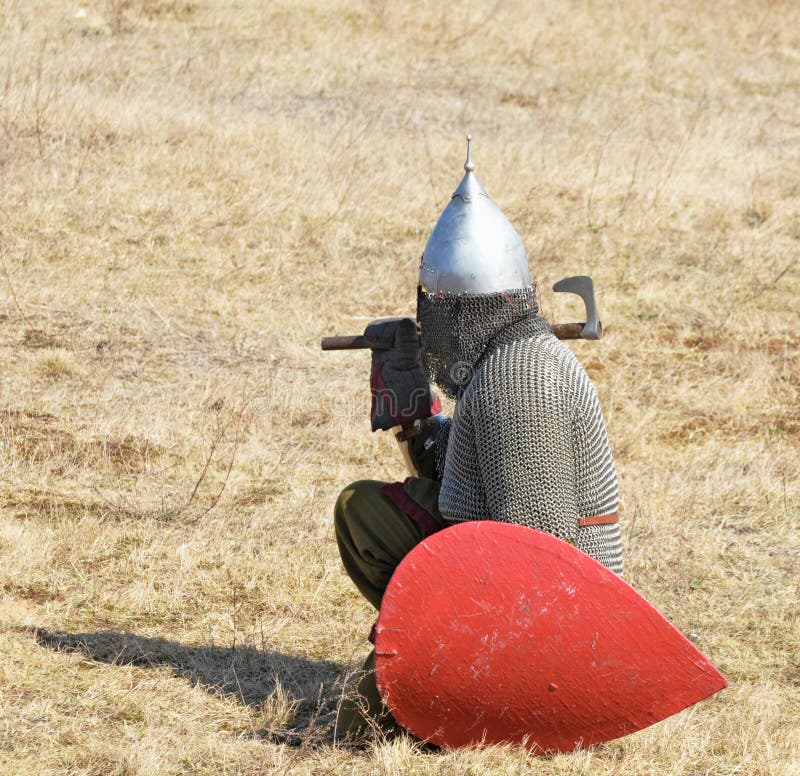The Medieval Soldier in a Chain Armor and with an Axe Editorial Photo ...