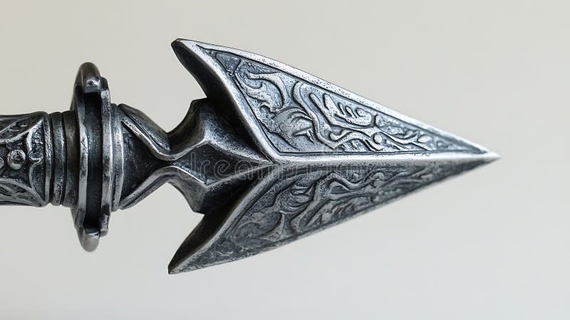 Medieval Spearhead with Engraved Blade and Sharp Arrowhead Design Stock ...