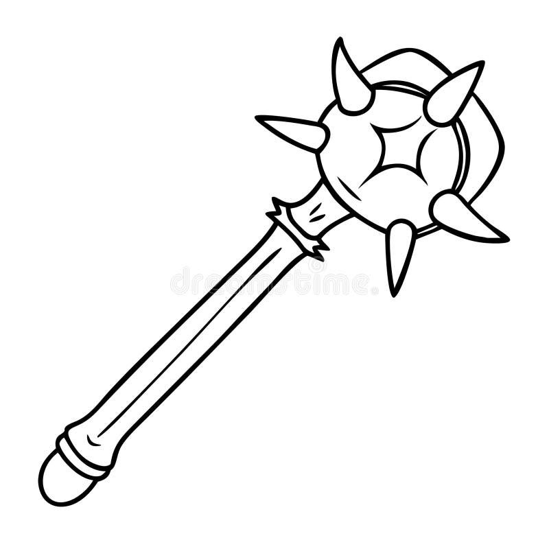 Medieval Spiked Mace Vector Illustration Weapon Design for Fantasy and ...