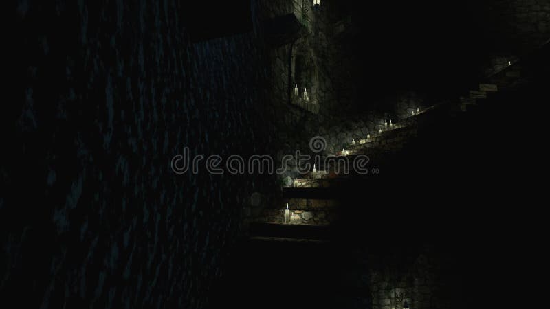 Medieval Spiral Staircase Animation. 3d Rendering. Seamless Loop ...