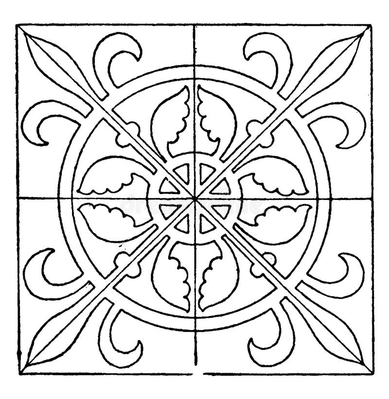 Medieval Square Panel is Decorated with a Repeated Design, Vintage ...