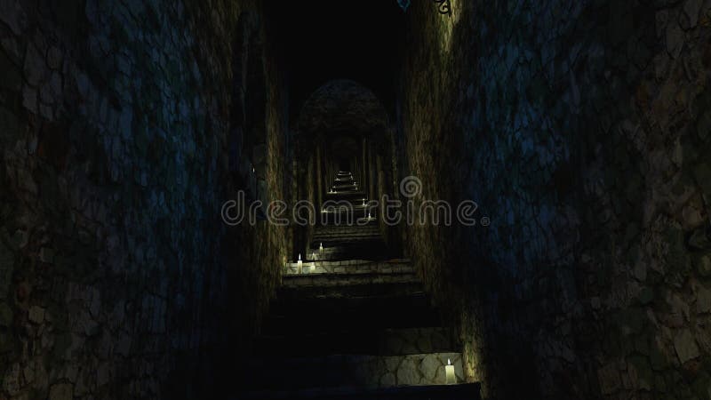 Medieval Staircase Going Up Animation. 3d Rendering. Seamless Loop ...
