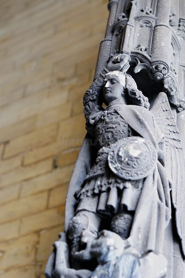 Medieval Statue on Gothic Building Stock Image - Image of public, ages ...