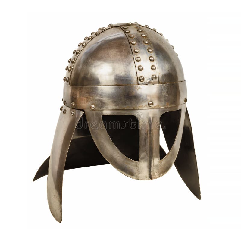 Medieval Steel Knight Helmet Isolated on White Stock Image - Image of ...