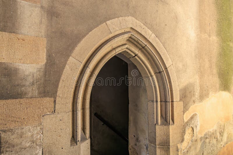 Medieval Stone Arched Doorway with Intricate Design in Ancient Building ...