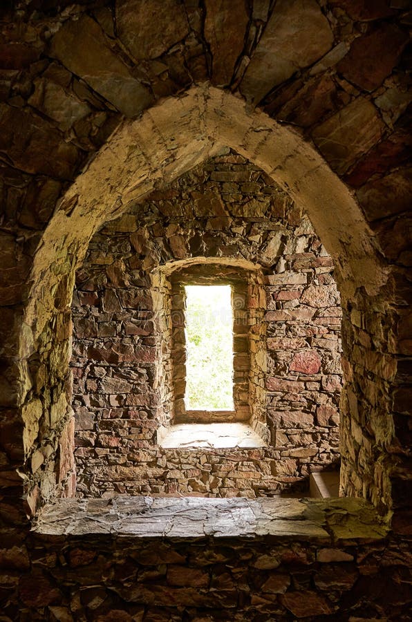 Medieval Stone Arches and Tiny Window in a Castle in Germany Editorial ...
