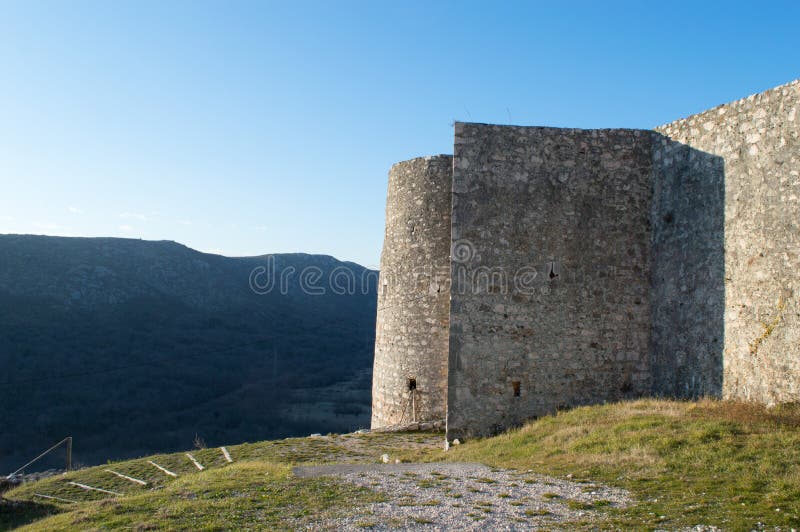 Medieval Stone Castle with Round Tower in Drivenik, Croatia Stock Photo ...