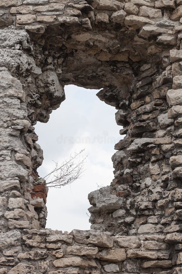 Medieval Stone Castle Ruins Window Stock Image - Image of brick, broken ...