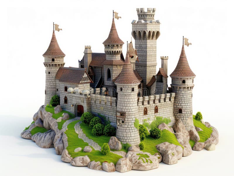 Medieval Stone Castle with Towers. Generative Ai Stock Illustration ...
