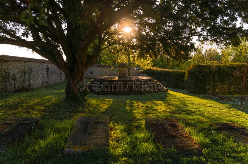 Medieval Stone Tombs with Bas-relief Crosses and a Cross on an Altar ...
