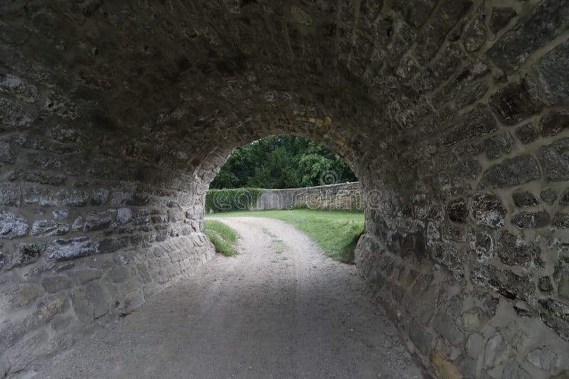 Medieval Stone Tunnel Path View Stock Image - Image of path, tunnel ...