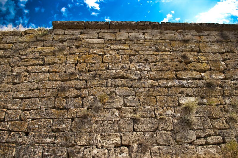 Medieval stone wall stock image. Image of house, blue - 12780335