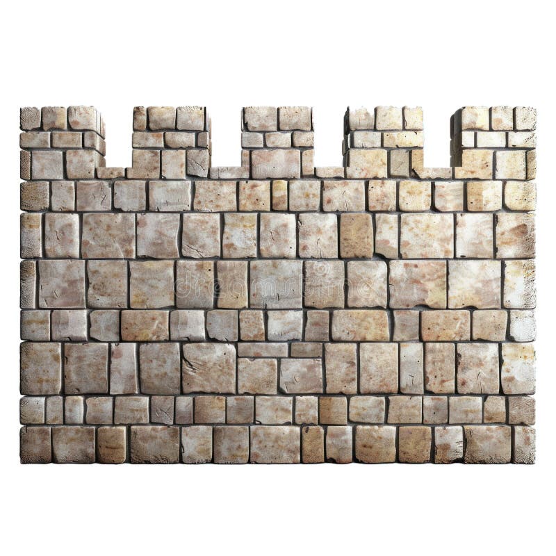 Medieval Stone Wall Forming Defensive Boundary with Battlements Stock ...
