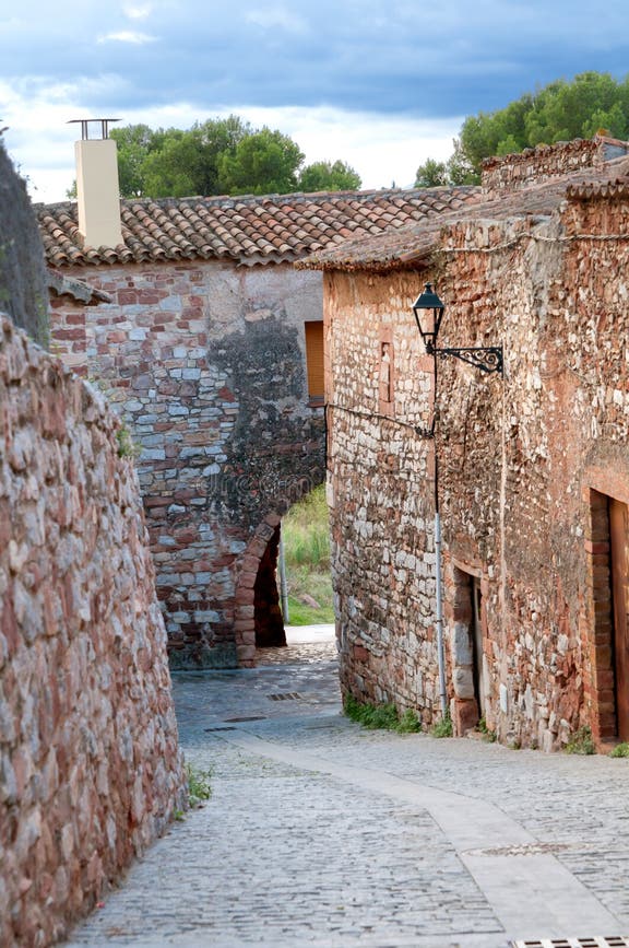 Medieval Street, Collbato, Spain Stock Photo - Image of heritage, gate ...