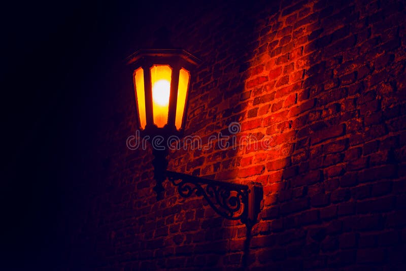 Medieval street light stock image. Image of bricks, darkness - 223367529