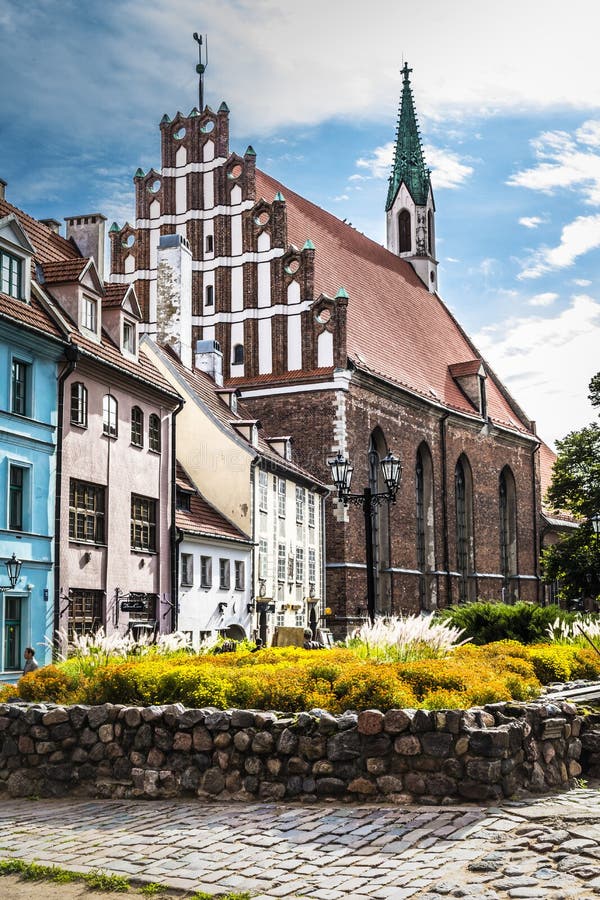 Medieval Street in the Old Riga City, Latvia Stock Photo - Image of ...