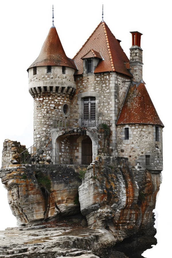 A Medieval-style Castle Perched on the Edge of a Rugged Cliff, with a ...
