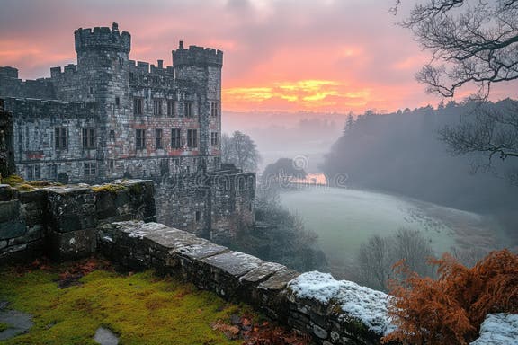 A Medieval-style Castle with a Serene River Flowing in the Background ...