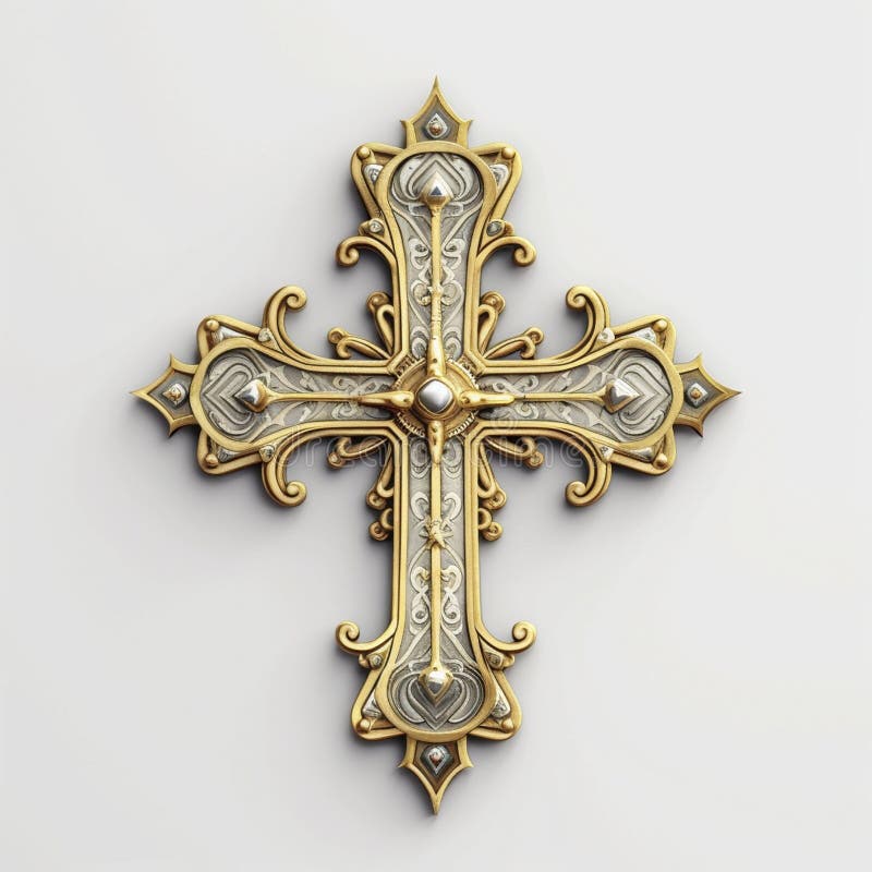 Medieval Style Cross on White Background, Created with Generative AI ...