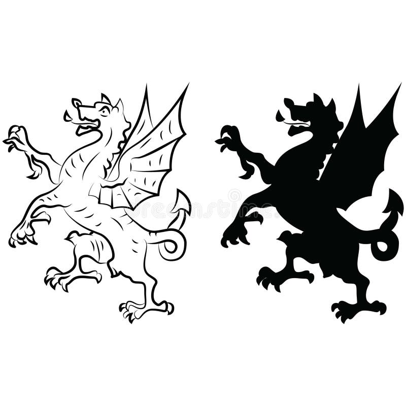 Medieval Dragon Crest stock vector. Illustration of line - 338049379