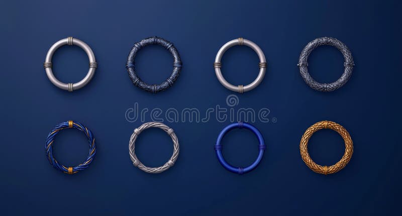 Medieval-style Empty Circular Silver and Gold Frames for Game UI Design ...