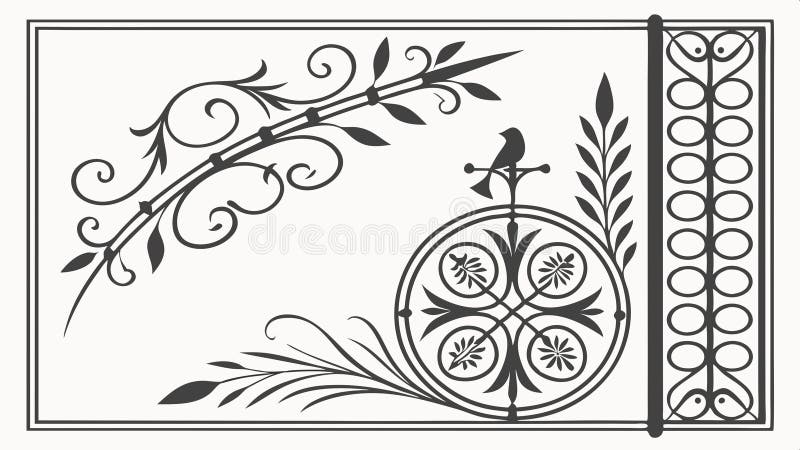 Medieval Style Flourish Border Heraldic Cross Decorative Design Element ...