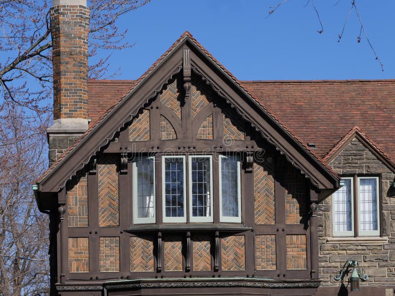 Gable of Old Tudor Style House Stock Image - Image of home, gable ...